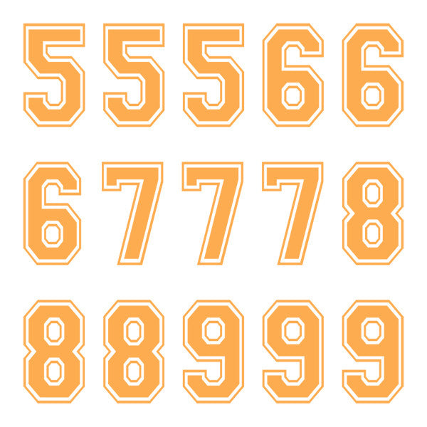 Varsity Large Neon Orange Number Kit (Two Sheets) – iD4Gear