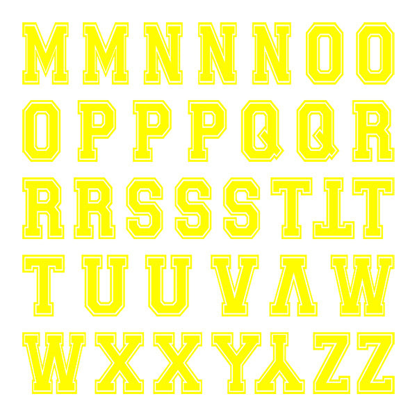 Varsity Small Neon Yellow Letter Kit (Two Sheets) – iD4Gear